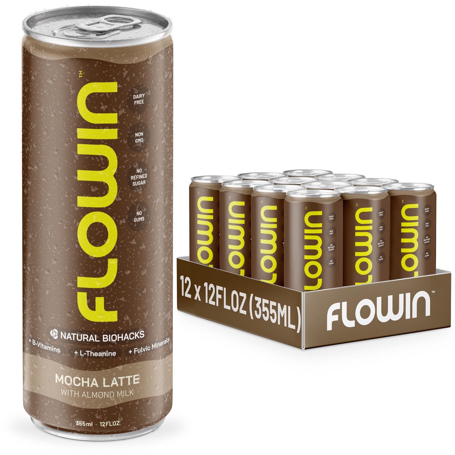 FLOWIN MOCHA LATTE WITH ALMOND MILK 12PK – 12OZ CANS – SLLRE Union INC